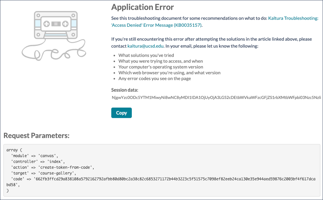IT Services - Kaltura Troubleshooting: "Application Error ...